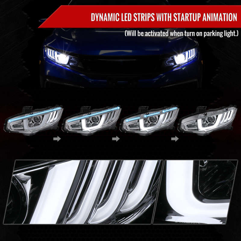 Spec-D Tuning LHE-CV16H-SQ-RS-SPECD Full LED Projector Headlights w ...