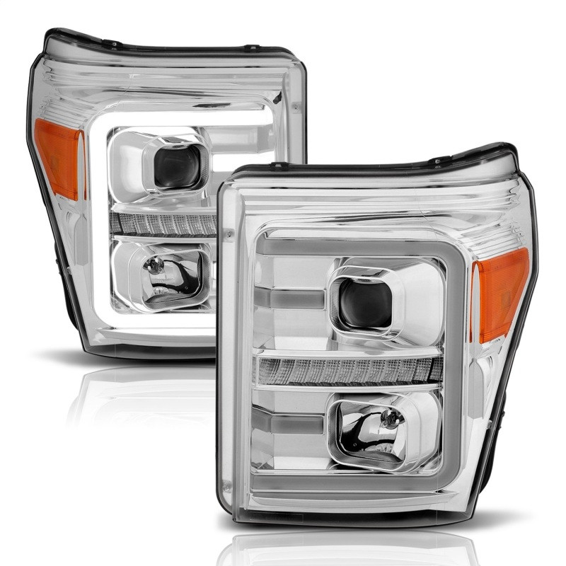 Anzo 111407-ANZO Projector Headlights Chrome w/Amber | 11-16 Ford F-250 ...