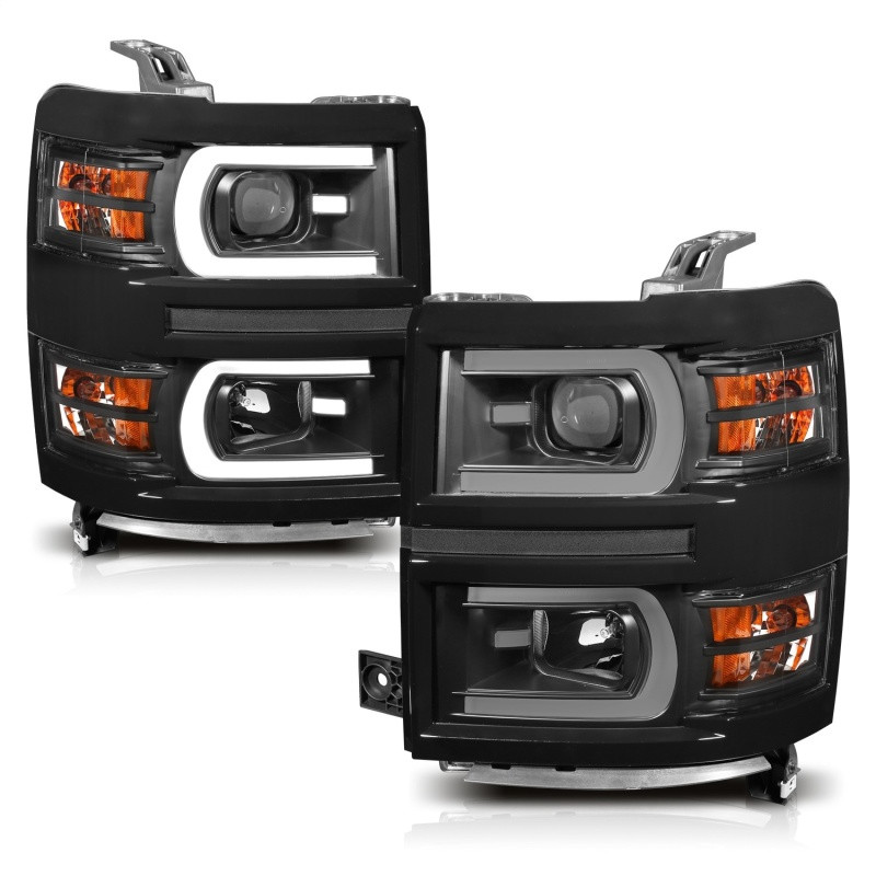 Anzo 111412-ANZO Projector Headlights | Black w/Amber | 14-15 Chevy ...