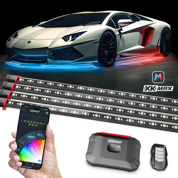 XKGlow MX-CAR-ADV XKmax LED Underglow Light Kit with RGBW Color Chasing | App-controlled ...