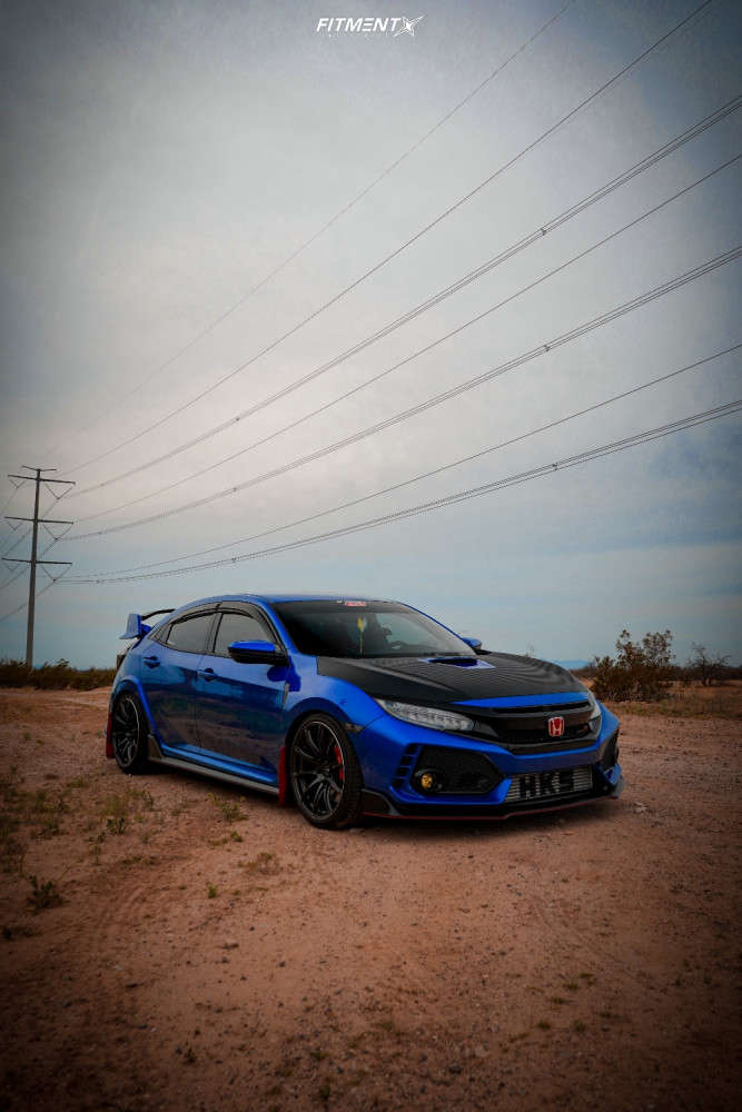 2018 Honda Civic Type R with 19x9.5 Gram Lights 57transcend and Continental 245x35 on Lowering ...
