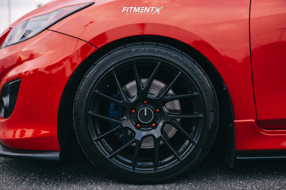 2013 Mazda MazdaSpeed3 Base with 18x8 Enkei Tm7 and Firestone 225x40 on Lowering Springs ...