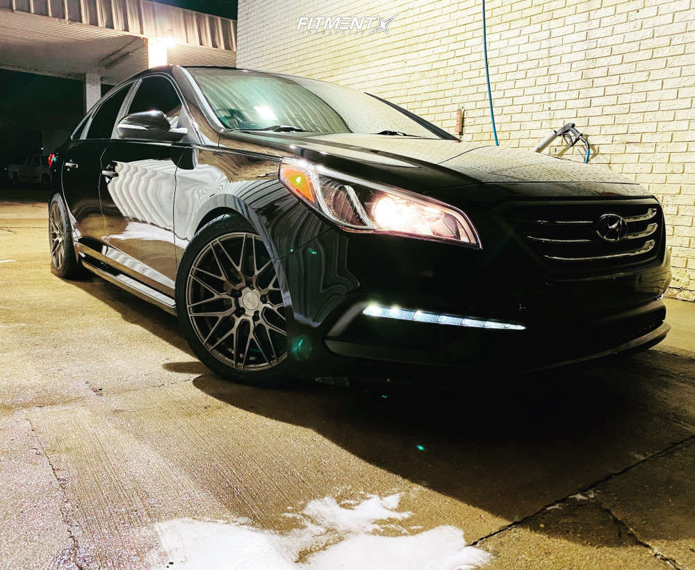 2017 Hyundai Sonata Sport 2.0T with 18x8.5 F1R F103 and Federal 235x40 on Coilovers 1495186 Fitment Industries