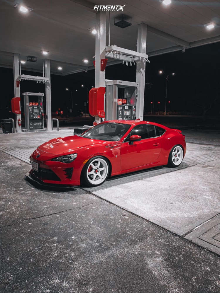 Red Toyota 86 With White Wheels