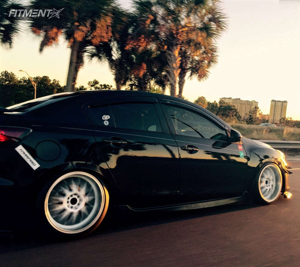 2013 Mazda 3 GX with 18x8.5 STR 514 and Continental 225x40 on Coilovers ...