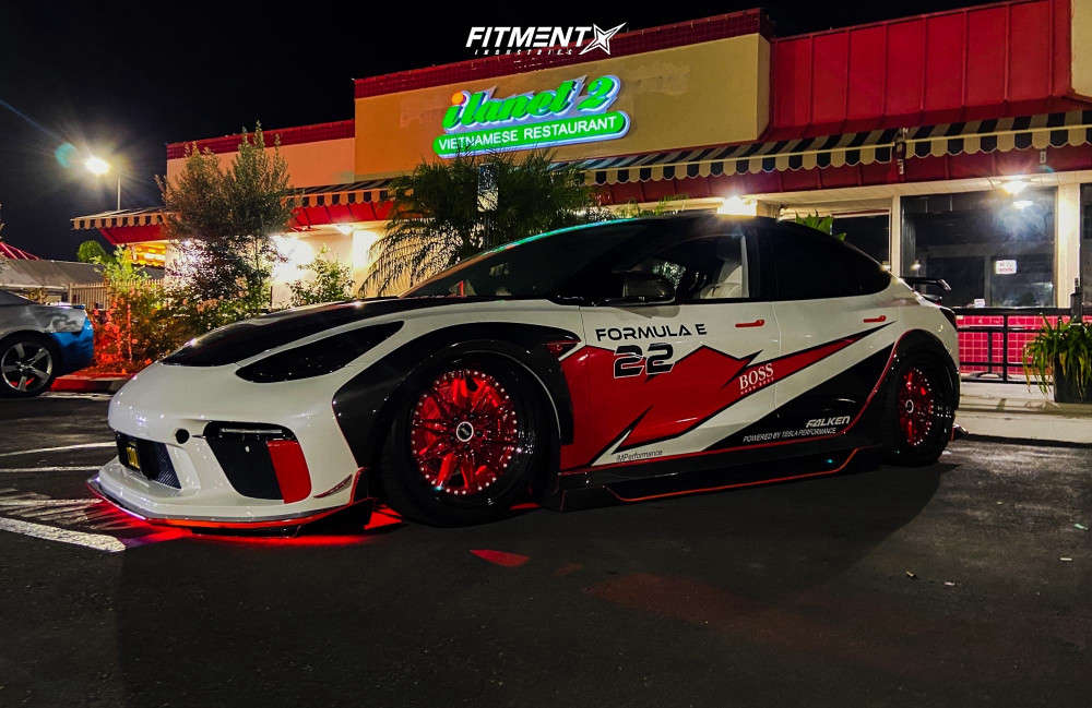 2020 Tesla 3 Long Range with 19x9.5 ESR LT11 and Falken 255x40 on Air ...