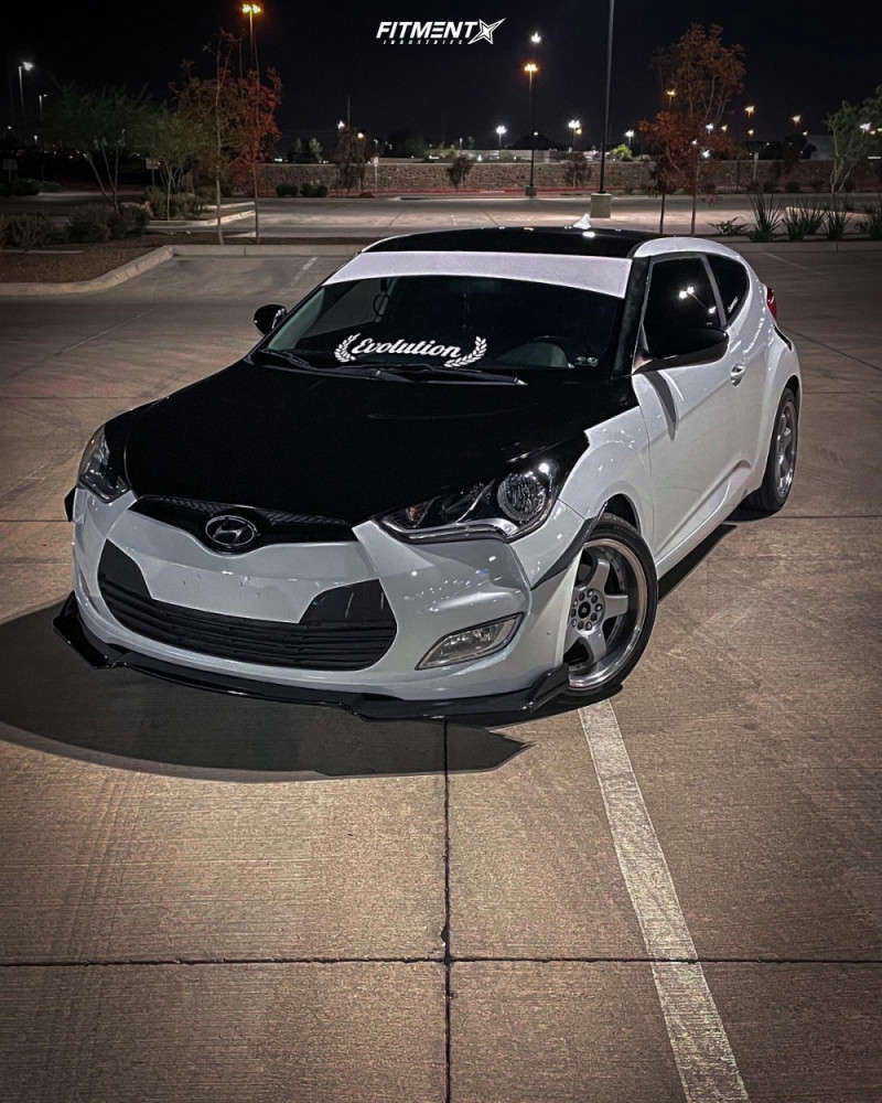 2017 Hyundai Veloster Base with 17x7.5 White Diamond W803 and Sentury ...