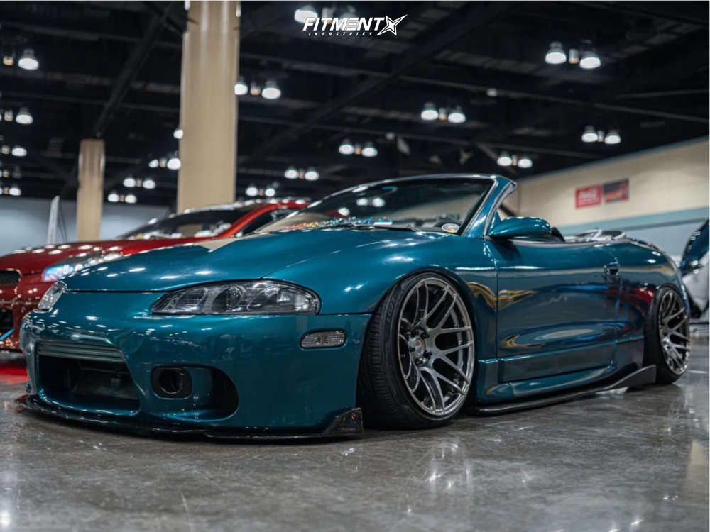 1997 Mitsubishi Eclipse Spyder GST with 18x10.5 ESR Rf1 and Land Golden 225x40 on Air Suspension ...
