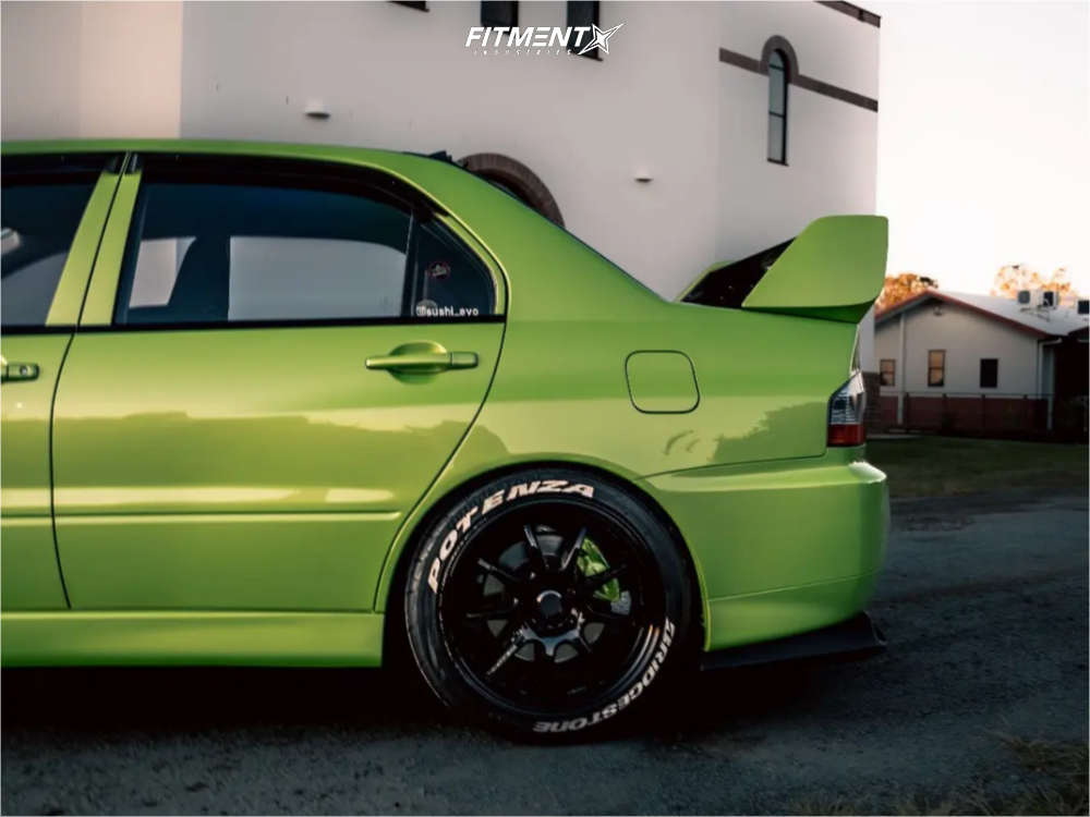 2003 Mitsubishi Lancer Evolution with 18x8.5 Work D9r and Bridgestone ...