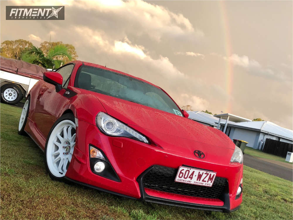 Red Toyota 86 With White Wheels