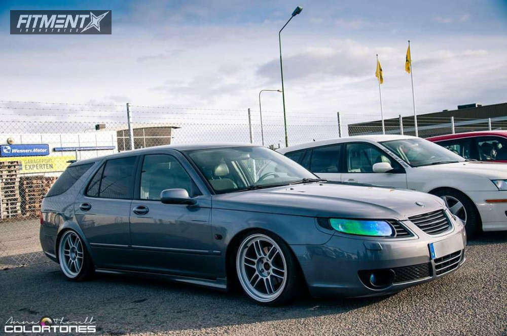 2007 Saab 9-5 with 18x9 Enkei RPF1 and Nankang 205x35 on Coilovers ...