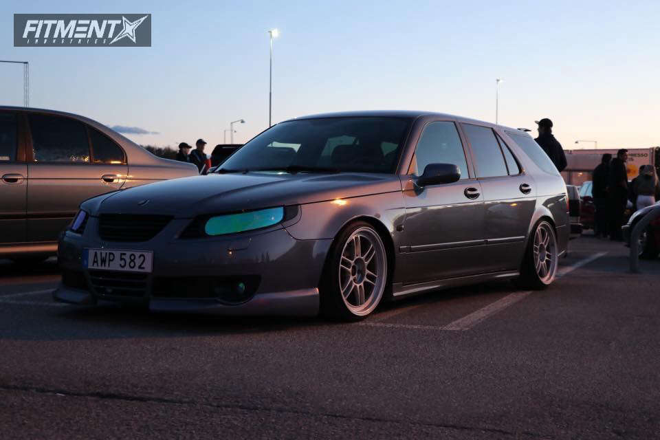 2007 Saab 9-5 with 18x9 Enkei RPF1 and Nankang 205x35 on Coilovers ...