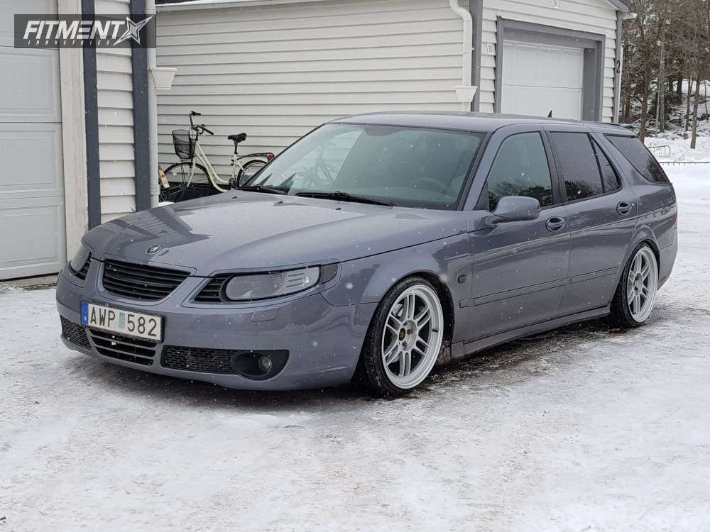 2007 Saab 9-5 with 18x9 Enkei RPF1 and Nankang 205x35 on Coilovers ...