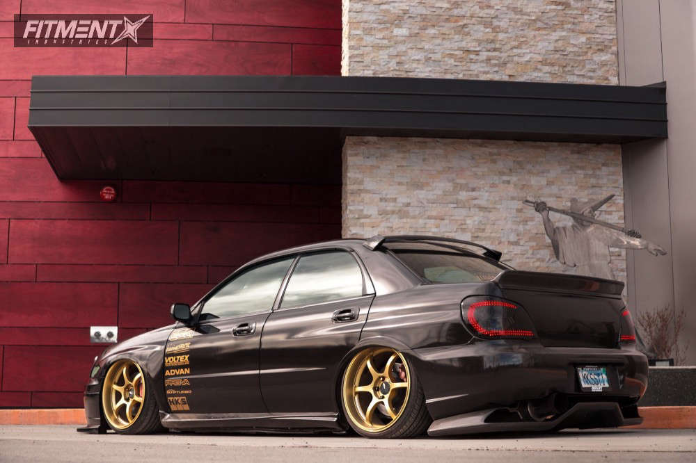 2005 Subaru WRX STI with 19x9 Advan RG-D and Hankook 225x35 on Air ...