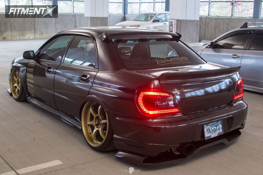 2005 Subaru WRX STI with 19x9 Advan RG-D and Hankook 225x35 on Air ...
