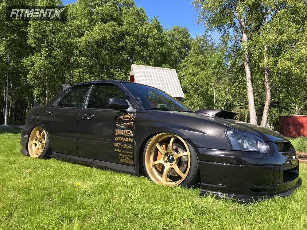 2005 Subaru WRX STI with 19x9 Advan RG-D and Hankook 225x35 on Air ...