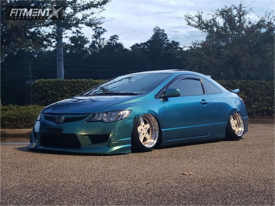 2009 Honda Civic with 17x9.5 Work Equip E05 and Nexen 215x40 on Air ...