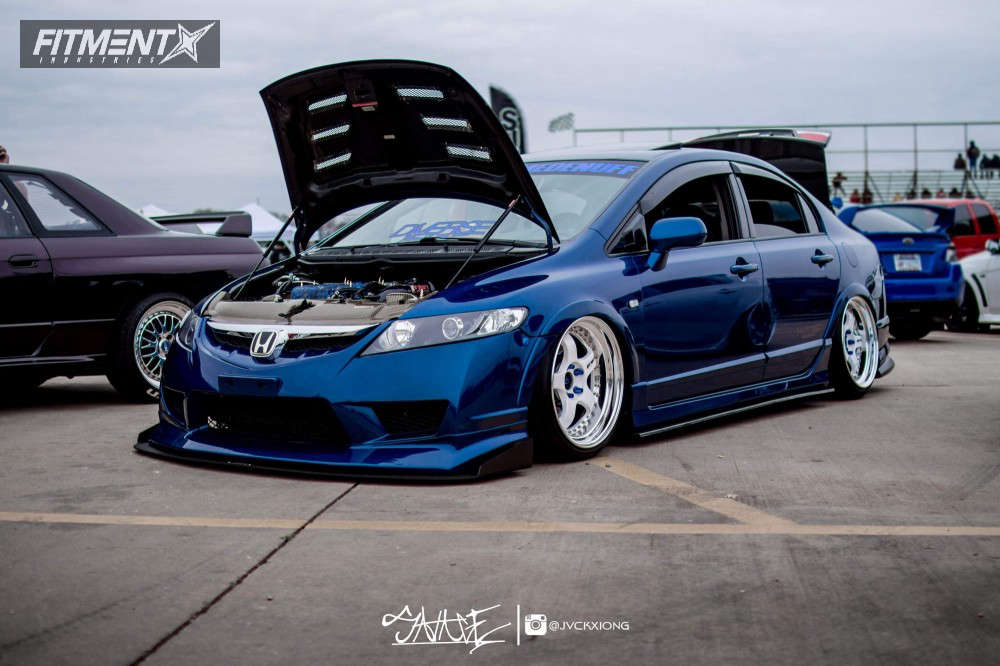 2009 Honda Civic with 18x9 Work Meister S1 3p and Nitto 205x40 on Air ...