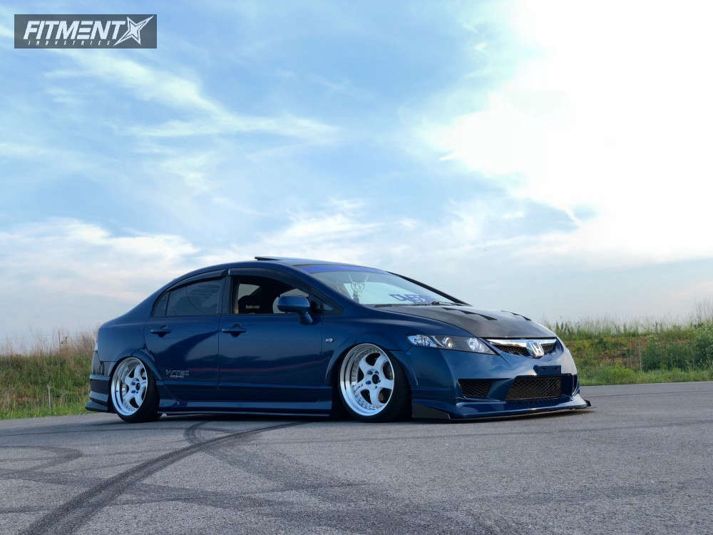 2009 Honda Civic with 18x9 Work Meister S1 3p and Nitto 205x40 on Air ...