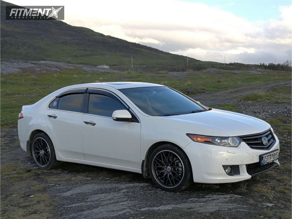 2009 Acura TSX with 18x8 AEZ Crest Dark and Toyo Tires 235x40 on Stock ...