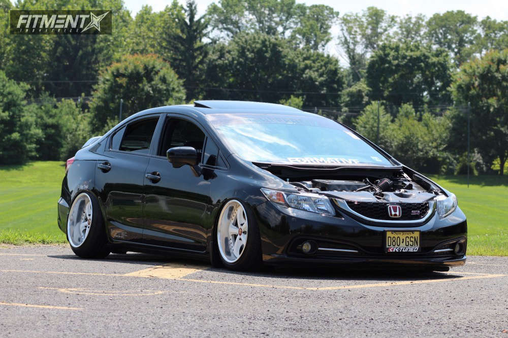 2015 Honda Civic with 17x10.5 Work VS KF and Accelera 215x45 on Air ...