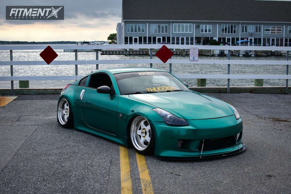 2008 Nissan 350Z with 19x9 Work Meister S1 3p and Pirelli 245x35 on Air ...