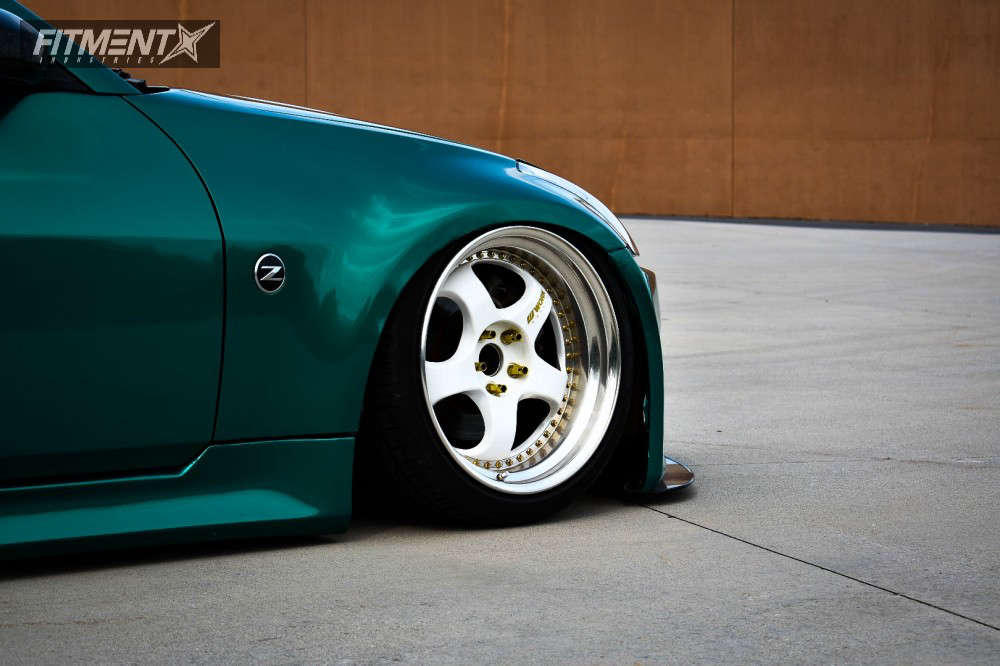 2008 Nissan 350Z with 19x9 Work Meister S1 3p and Pirelli 245x35 on Air ...