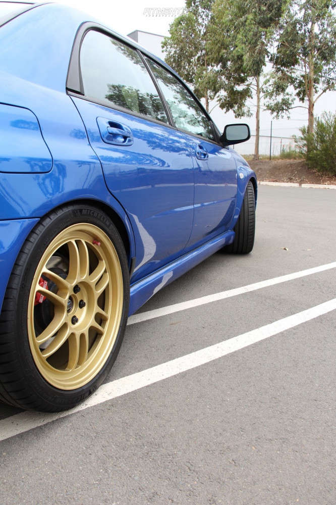 2005 Subaru Impreza WRX with 18x8 Enkei RPF1 and Michelin 235x40 on Coilovers | 880652 | Fitment ...